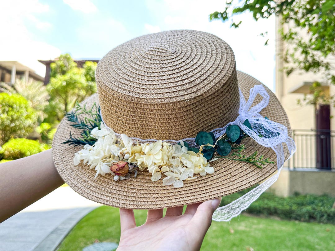 Toddler Dried Flower Straw Hat, Handmade Summer Hat,toddler Sun Hat ...