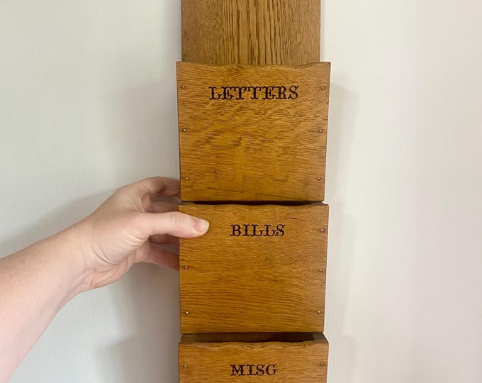 Vintage Wood Wall Mail Organizer – 3-tier Letter Holder With “letters ...