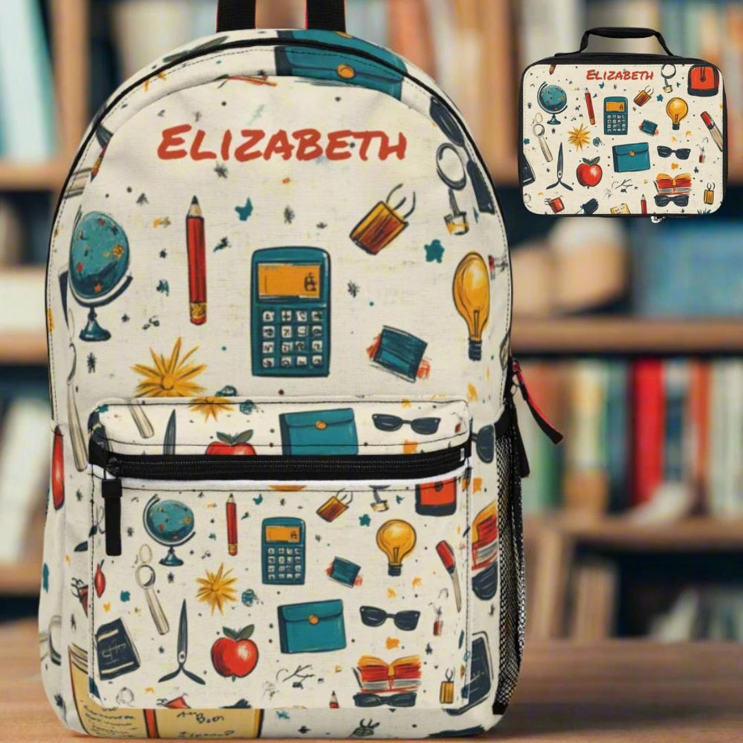 Personalized Back to School Kids Custom Backpack & Lunch Bag - Etsy