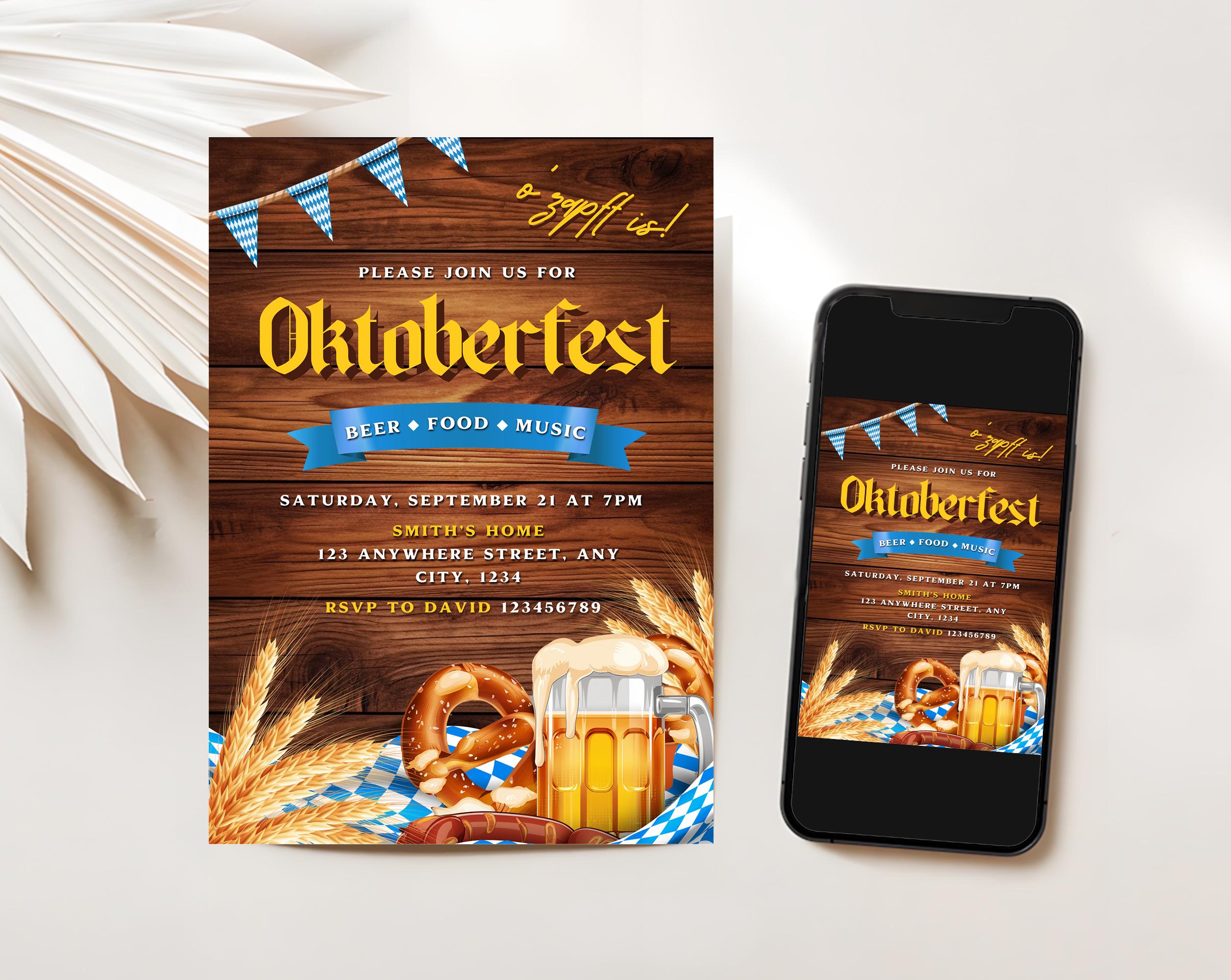 Editable Oktoberfest Invitation, Octoberfest Party Invite, Oktoberfest ...