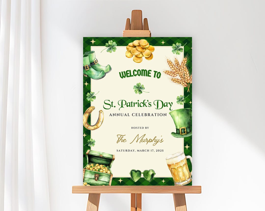 Editable St. Patrick's Day Welcome Sign, St Patrick's Day Sign, St ...