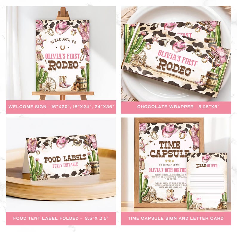 Editable First Rodeo Birthday Bundle, Girl Rodeo 1st Birthday Bundle ...