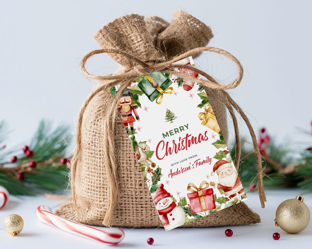Editable Christmas Party Favor Tags, Christmas Party Gift Tags, Merry ...