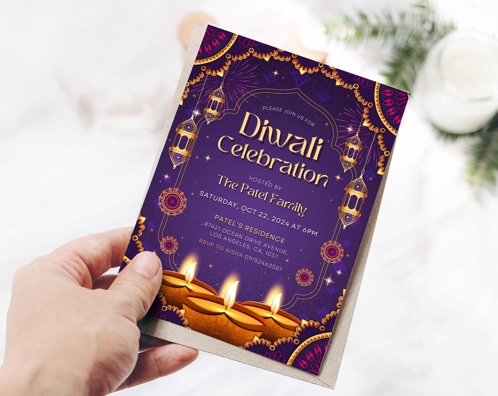 Editable Diwali Festival Invitation, Diwali Party Invitation, Hindu ...