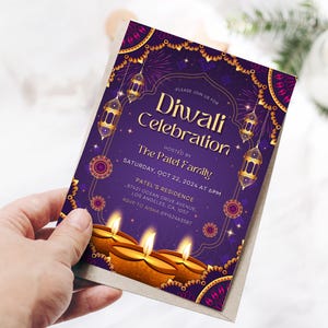 Editable Diwali Festival Invitation, Diwali Party Invitation, Hindu ...