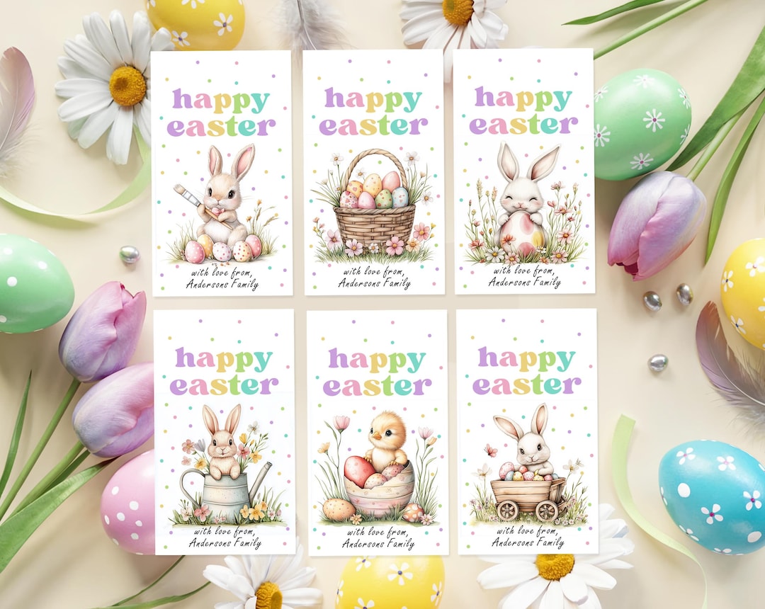 Editable Easter Gift Tags, Easter Favor Bags, Printable Easter Gift ...