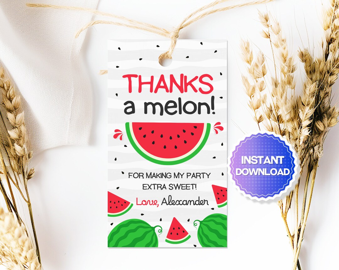 Editable Watermelon Favor Tags, One in a Melon Tags, Watermelon ...