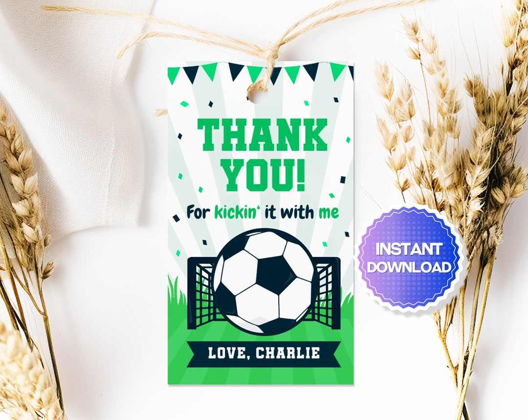 Editable Soccer Favor Tags, Soccer Thank You Tags, Football Favor Tags ...