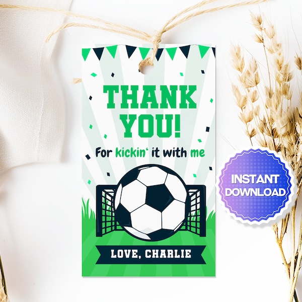 Soccer Thank You Tag - Etsy