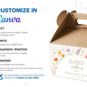 Editable Baby in Bloom Gable Box Label, Wildflower Baby Shower Gable ...