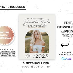 Editable Graduation Party Welcome Sign, Senior Grad Party Welcome Sign ...