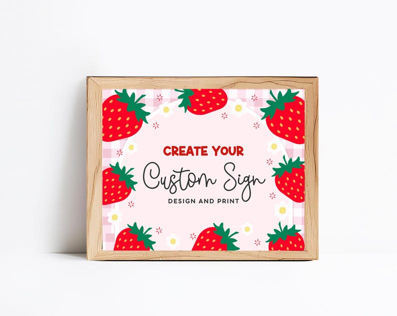 Editable Berry Custom Sign, Strawberry Custom Sign Template, Berry ...