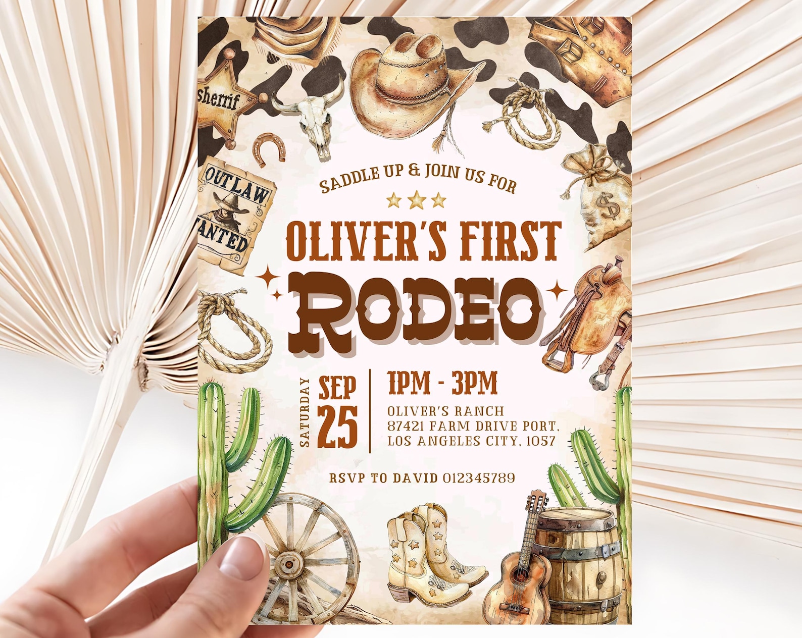 Editable First Rodeo Birthday Invitation, Rodeo 1st Birthday Invitation ...