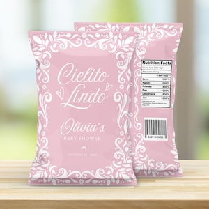 Editable Cielito Lindo Chip Bag Label, Pink Mexican Talavera Baby ...