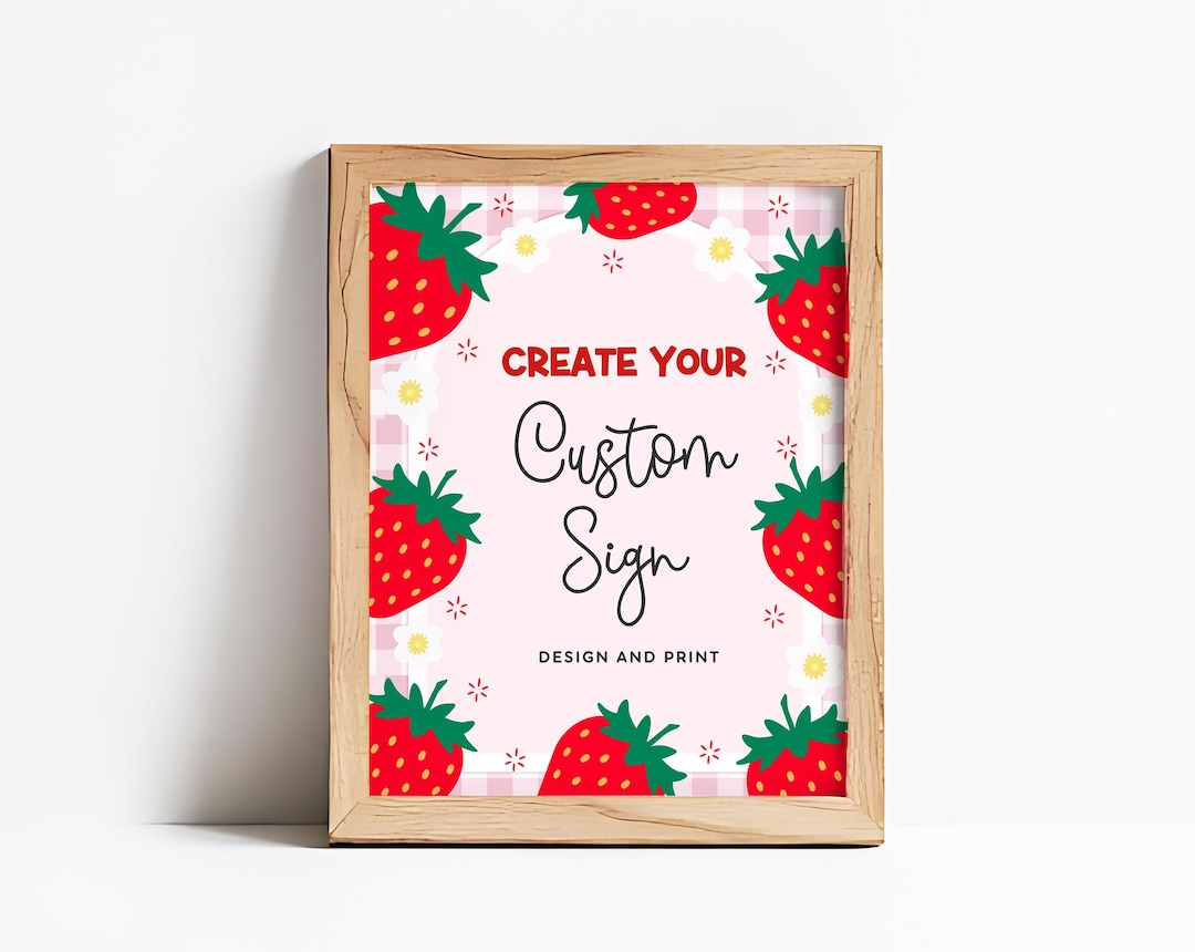 Editable Berry Custom Sign, Strawberry Custom Sign Template, Berry ...