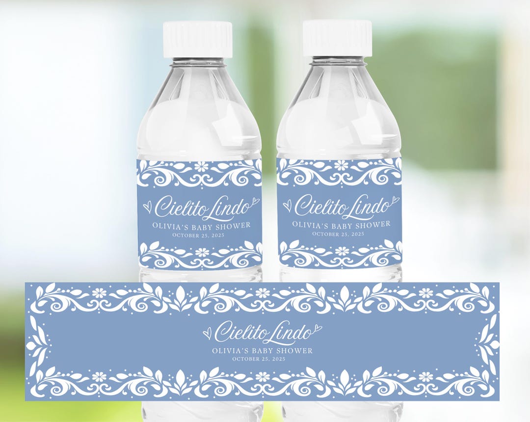 Editable Blue Cielito Lindo Water Bottle Label, Cielito Lindo Baby ...