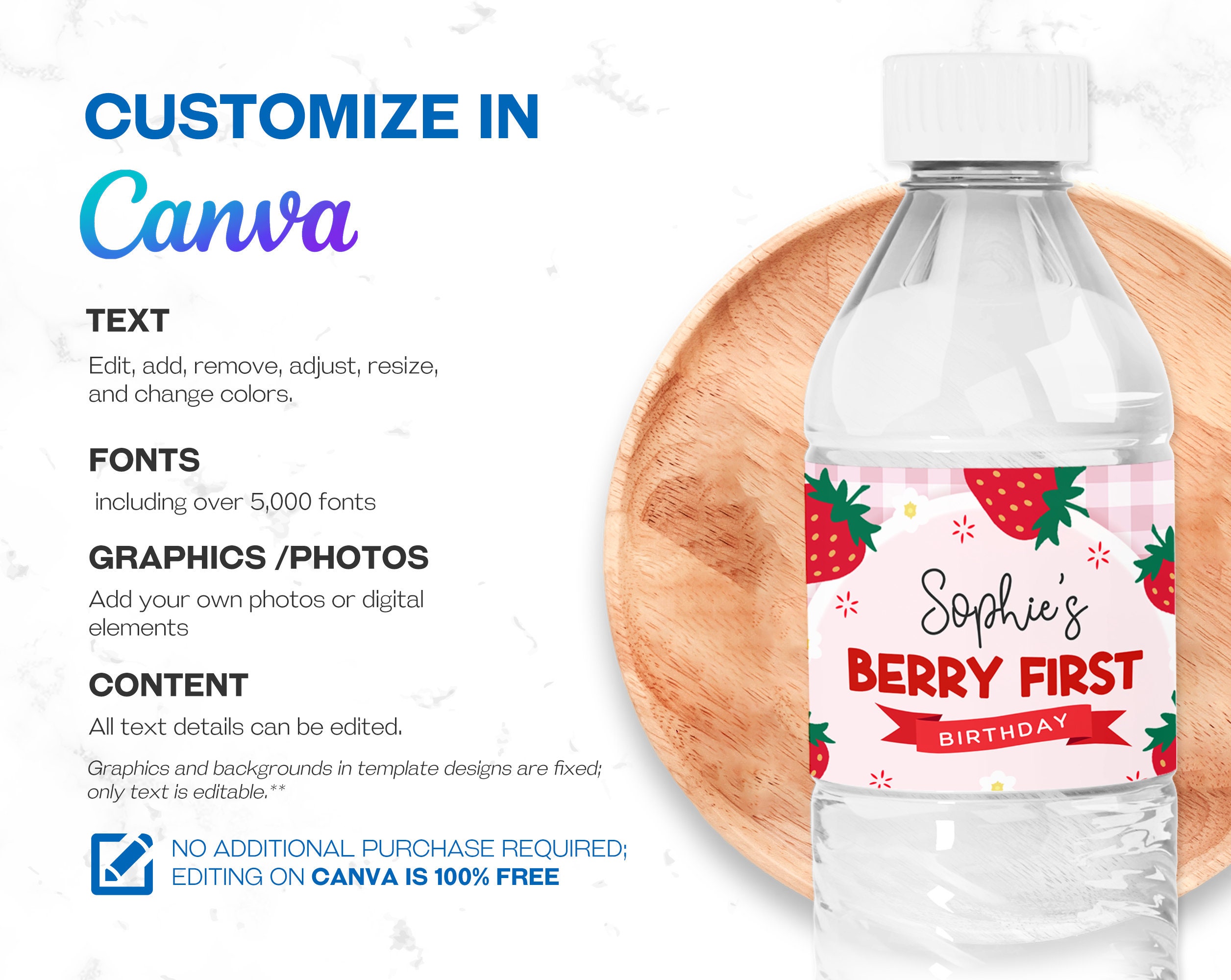 Editable Berry Water Bottle Label, Berry Water Bottle Label Printable ...