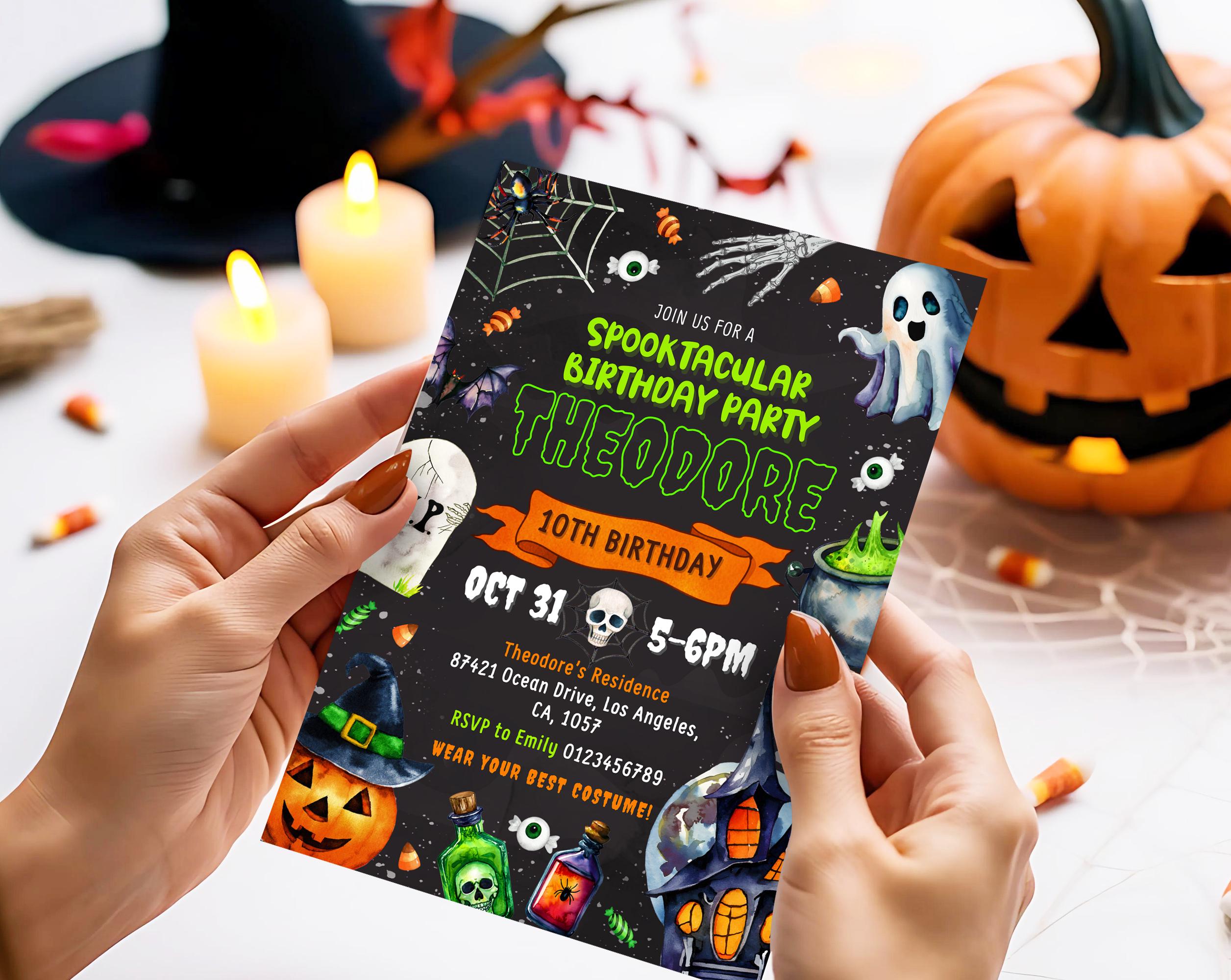 Editable Halloween Birthday Invitation, Halloween Birthday Party Invite ...