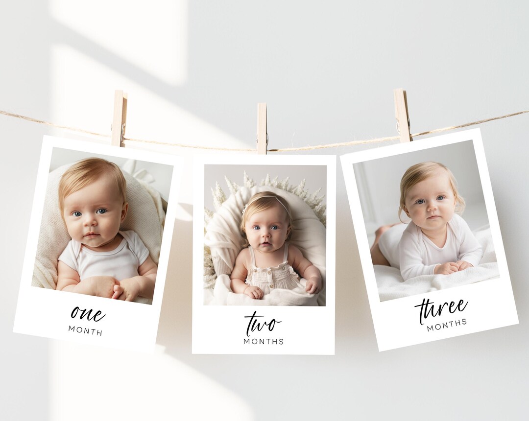 Editable First Birthday Milestone Photo Banner, Gender Neutral ...