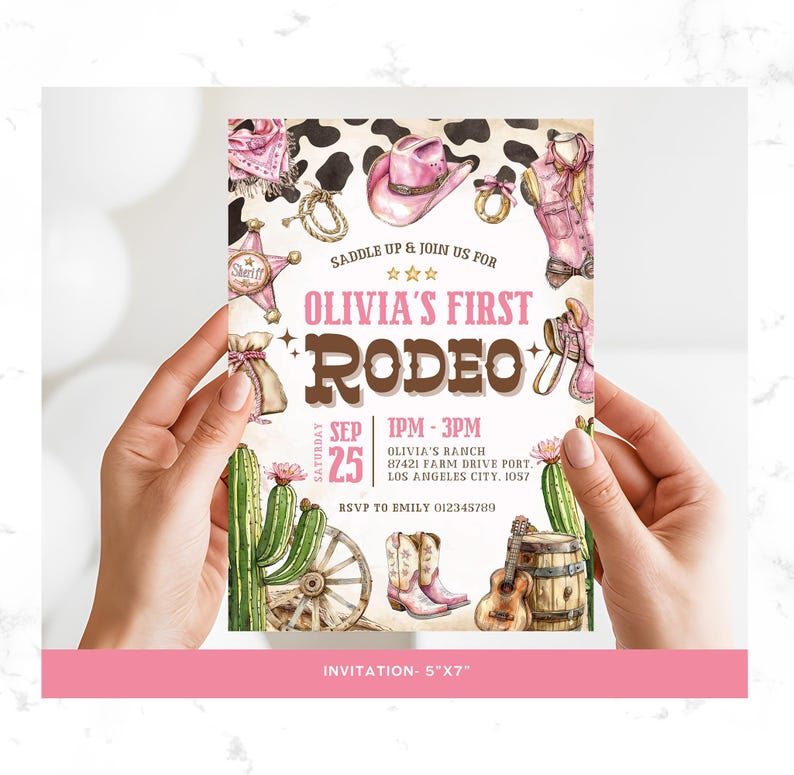 Editable First Rodeo Birthday Bundle, Girl Rodeo 1st Birthday Bundle ...
