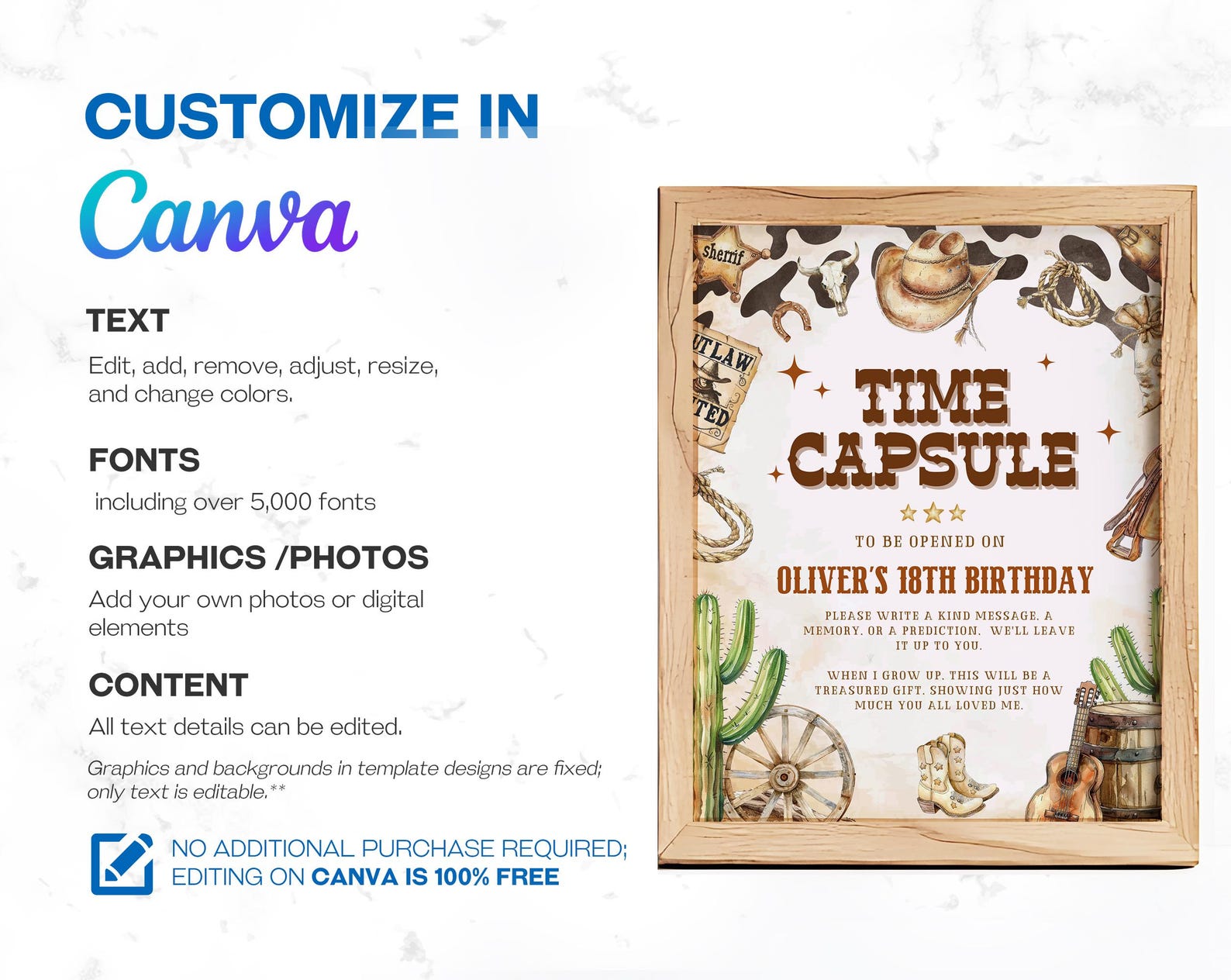 Editable First Rodeo Time Capsule Sign and Letter Card, Rodeo Guest ...