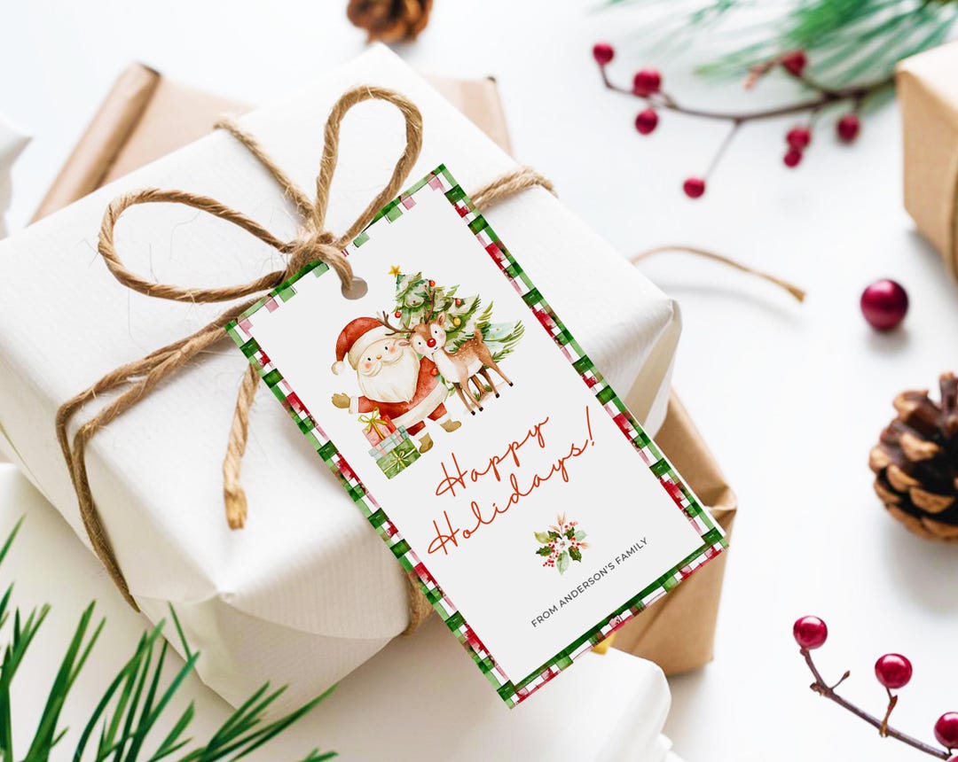 Editable Santa Gift Tags, Merry Christmas Gift Tags, Christmas Santa ...