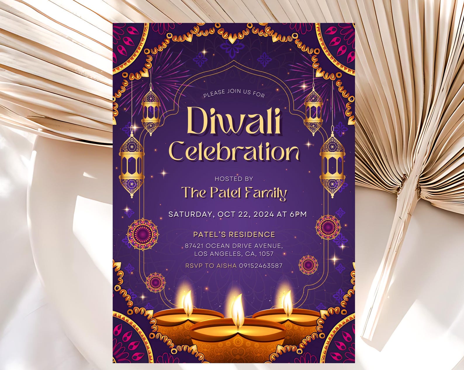 Editable Diwali Festival Invitation, Diwali Party Invitation, Hindu ...