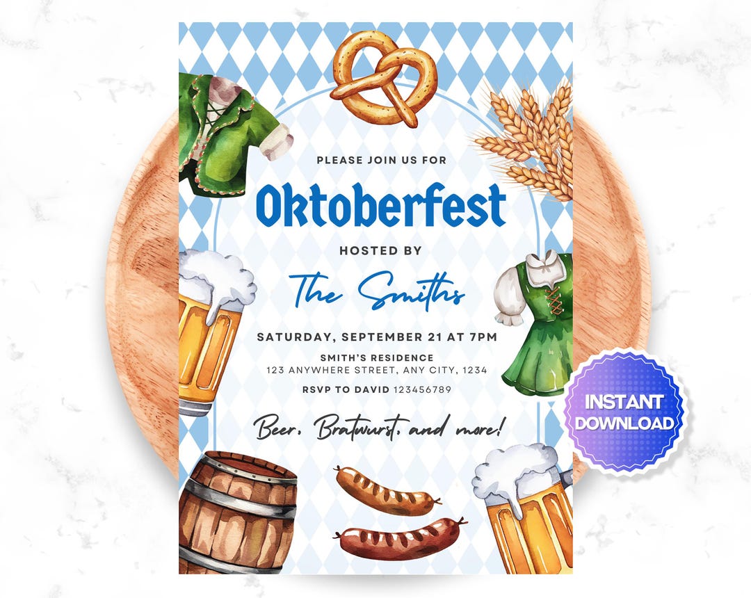 Editable Oktoberfest Invitation, Oktoberfest Party Invite, Octoberfest ...