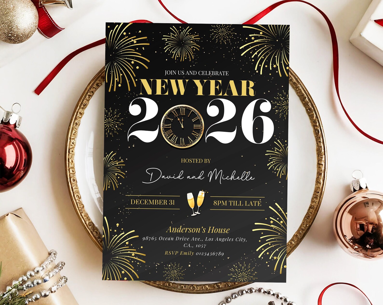 Editable New Years Party Invitation, New Years Party Invitation, New ...