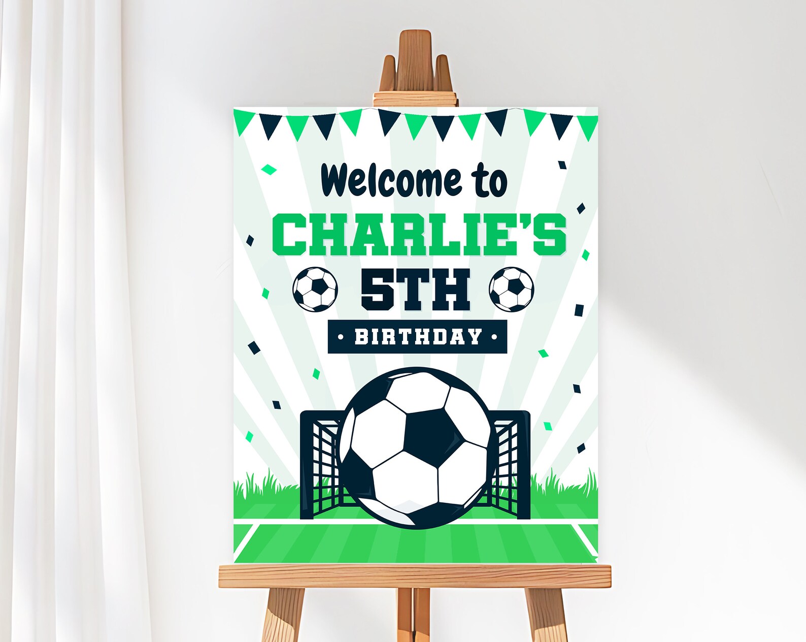 Editable Soccer Birthday Welcome Sign, Soccer Welcome Sign, Football ...