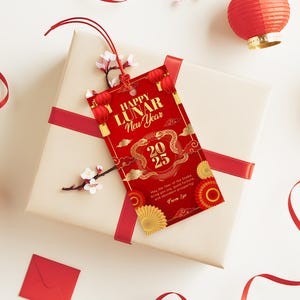 Editable Lunar New Year Gift Tags, Chinese New Year Gift Tags, Canva ...