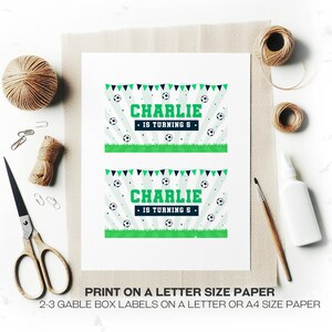 Editable Soccer Gable Box Labels, Soccer Gable Favor Box Label, Soccer ...