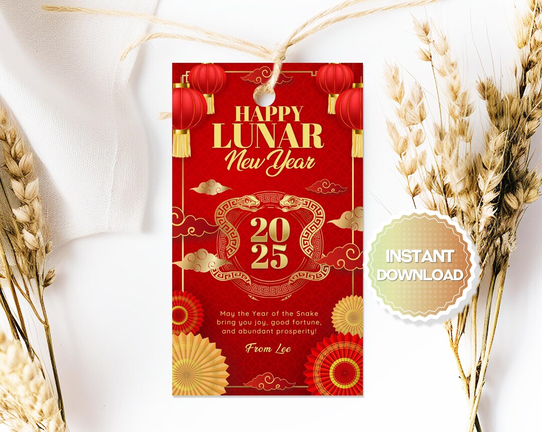 Editable Lunar New Year Gift Tags, Chinese New Year Gift Tags, Canva ...