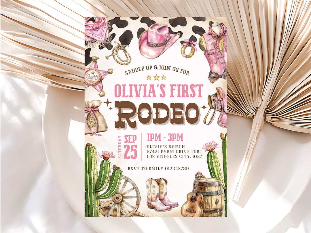 Editable Girl Rodeo Birthday Invitation, Cowgirl Birthday Invitation ...