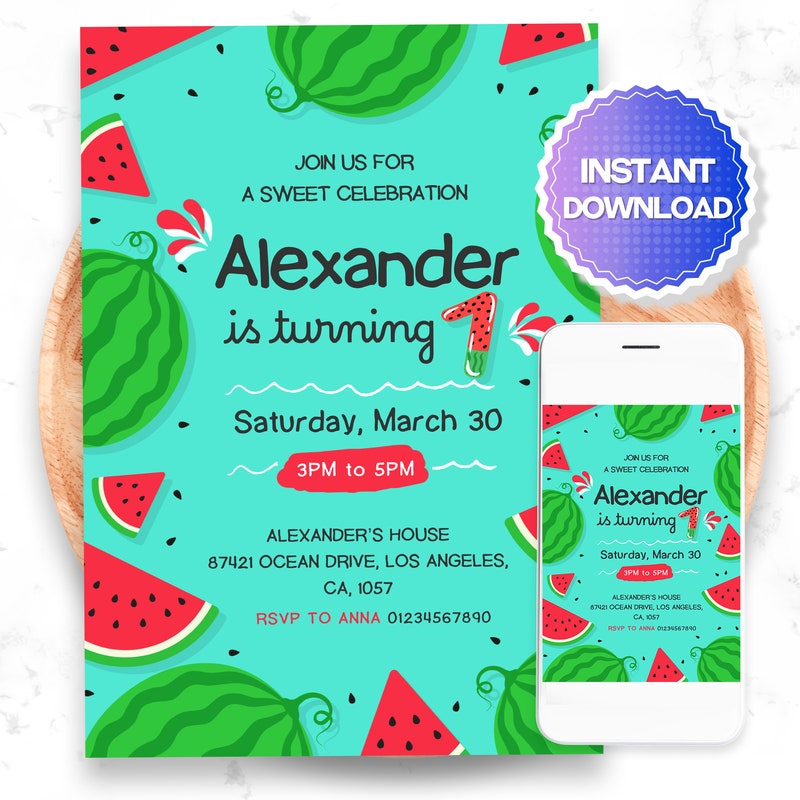 Watermelon Invitation - Etsy