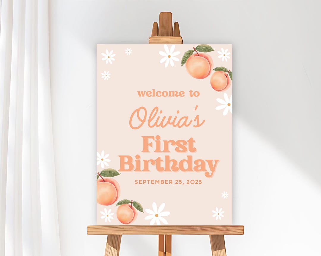 Editable Peach Welcome Sign, One Sweet Peach Welcome Sign, Peach ...