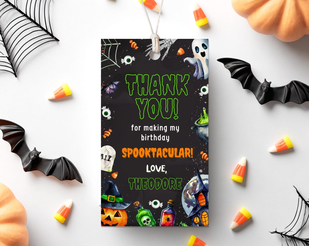 Editable Halloween Favor Tags, Halloween Birthday Tags, Halloween ...