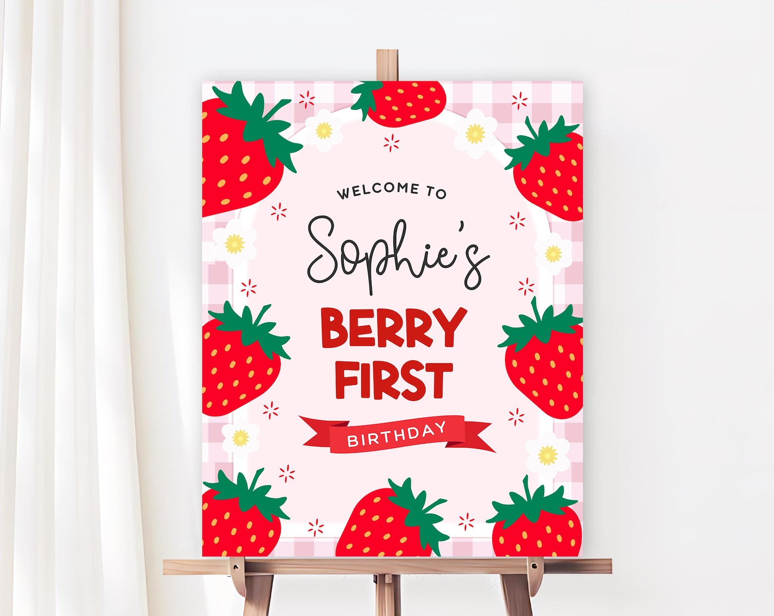 Editable Berry Birthday Welcome Sign, Berry First Party Sign ...