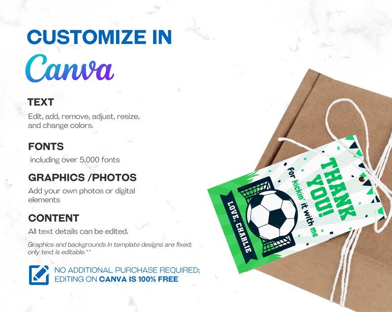 Editable Soccer Favor Tags, Soccer Thank You Tags, Football Favor Tags ...