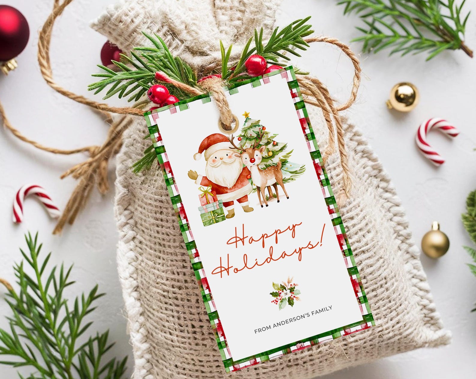 Editable Santa Gift Tags, Merry Christmas Gift Tags, Christmas Santa ...