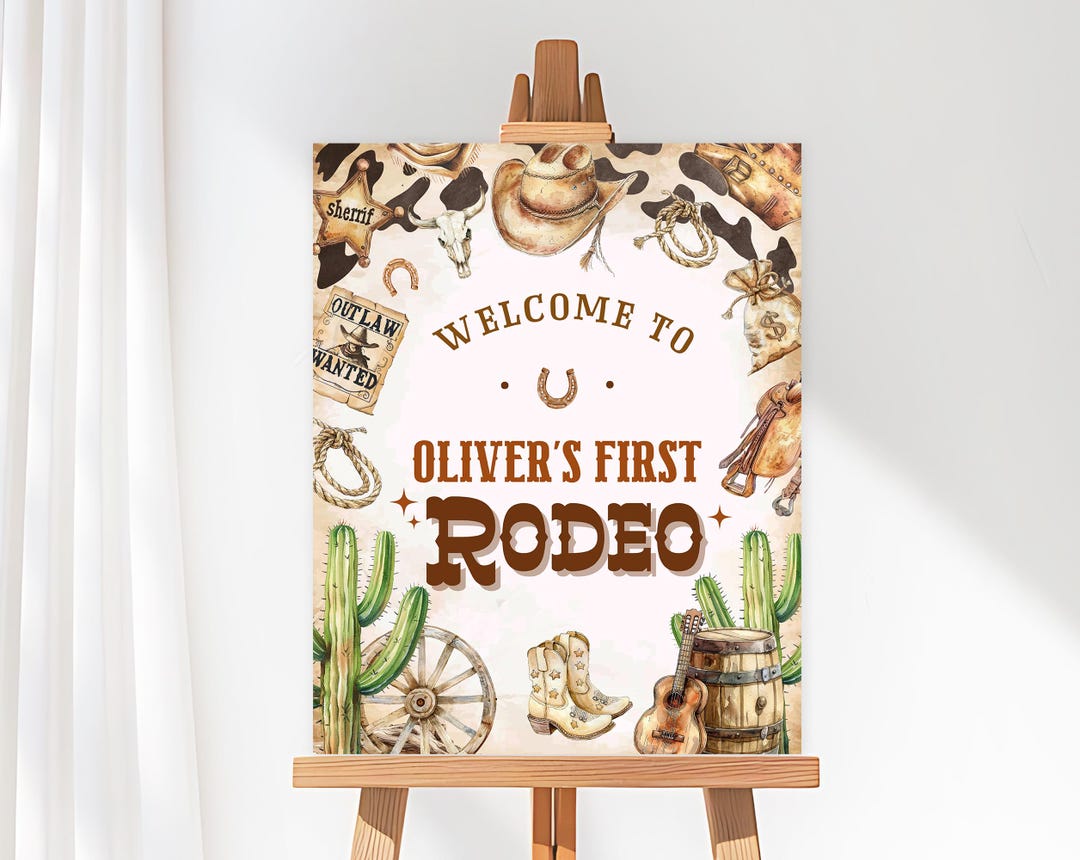 Editable Rodeo Birthday Welcome Sign, My First Rodeo Welcome Sign ...