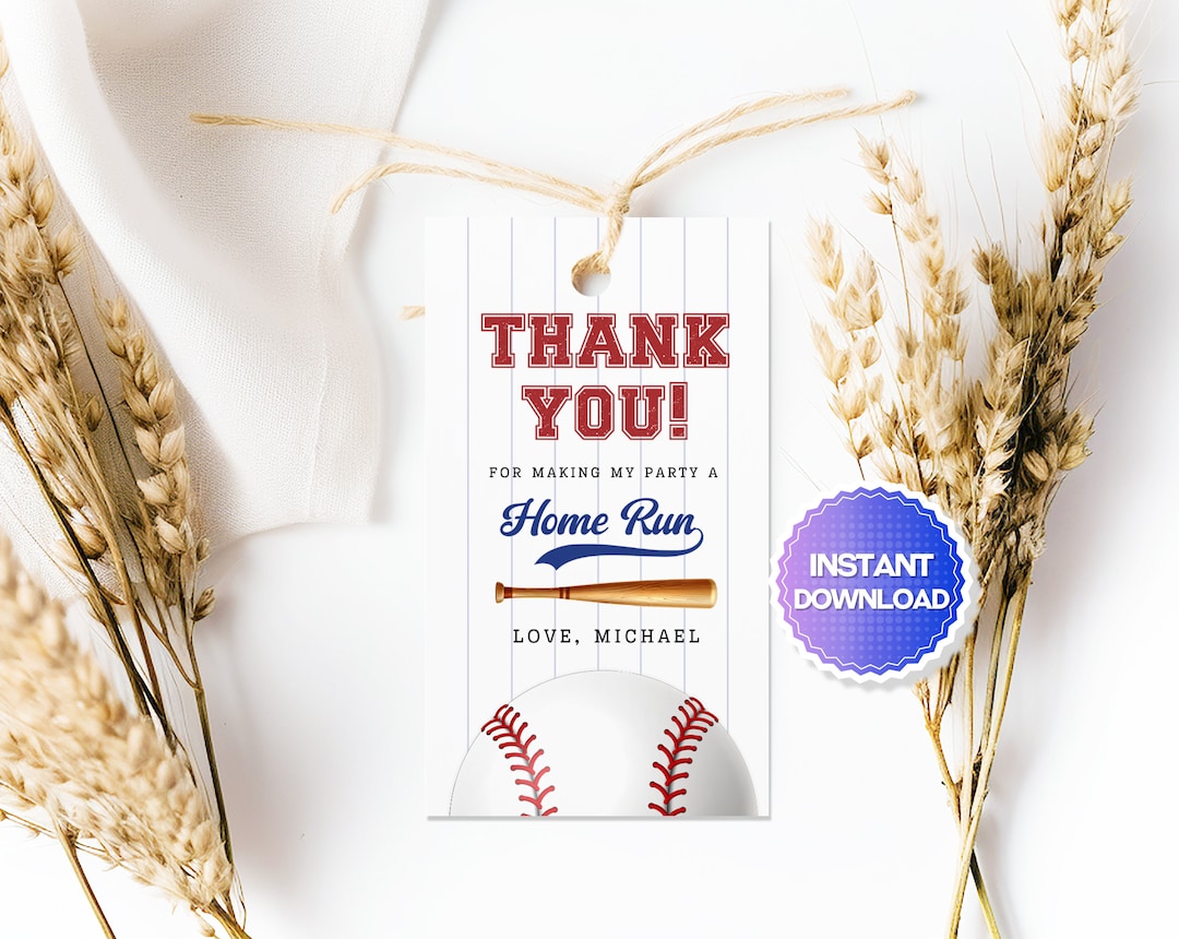 Editable Baseball Favor Tags, Baseball Thank You Tags, Baseball Gift ...
