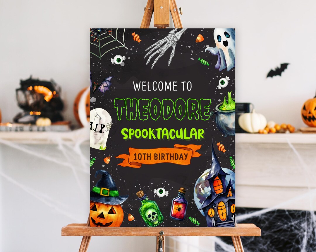 Editable Halloween Welcome Sign, Halloween Party Sign, Halloween ...
