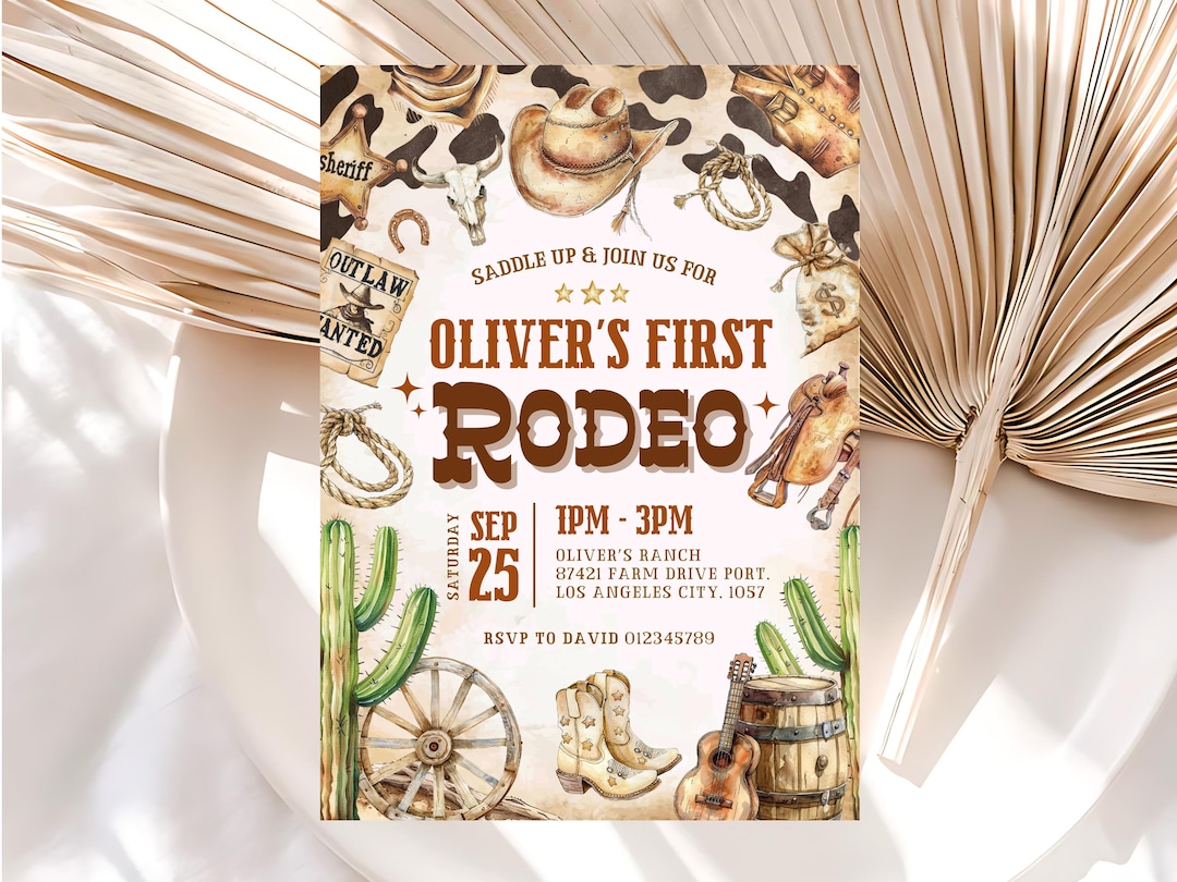 Editable First Rodeo Birthday Invitation, Rodeo 1st Birthday Invitation ...