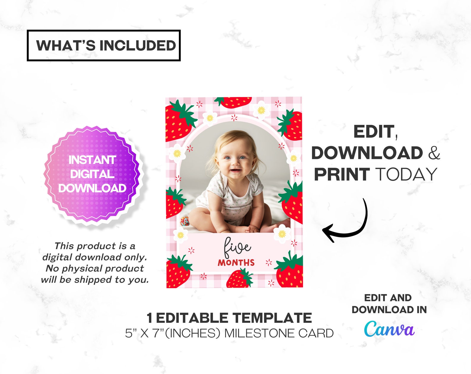 Editable Berry First Birthday Milestone Photo Cards, Berry Birthday ...