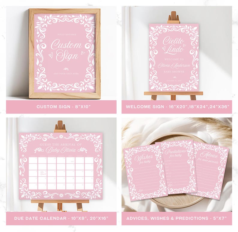 Pink Cielito Lindo Baby Shower Bundle: Pink Cielito Lindo Invitation ...