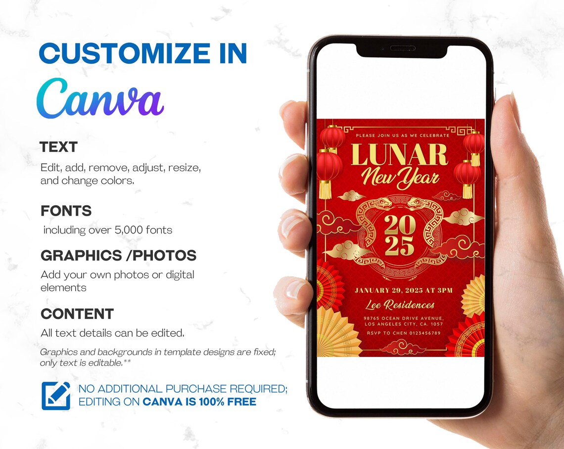 Editable Chinese New Year Invitation, Lunar New Year Invitation, Year ...