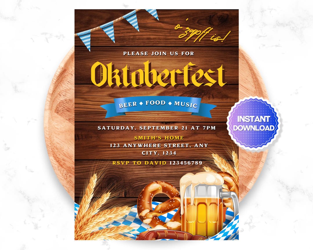 Editable Oktoberfest Invitation, Octoberfest Party Invite, Oktoberfest ...