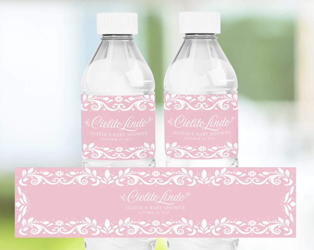 Editable Cielito Lindo Baby Shower Water Bottle Label, Pink Cielito ...