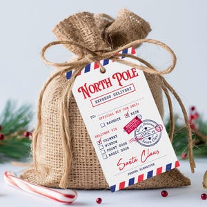 Editable North Pole Delivery Gift Tag, Santa Claus Special Delivery ...